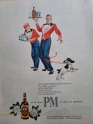 1948 PM Deluxe Blended whiskey Bellhop server tray dog vintage ad | eBay