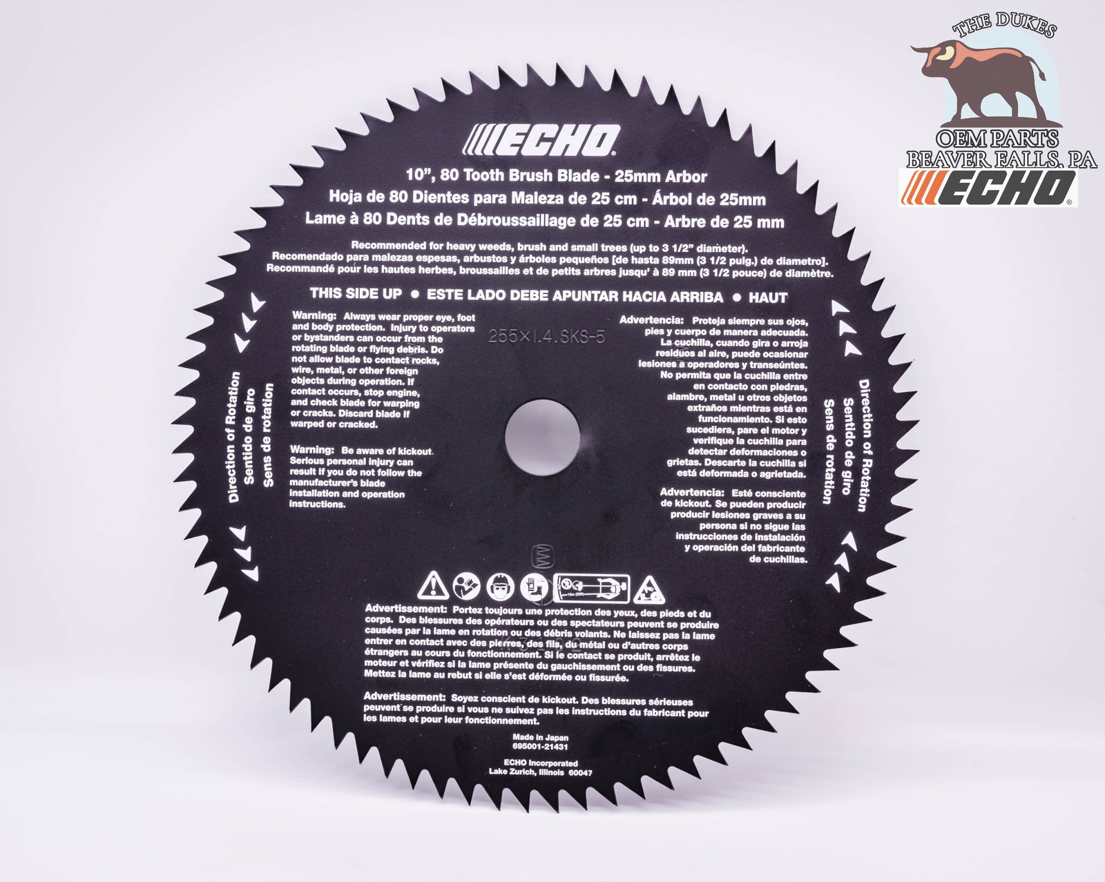 GENUINE ECHO 10-INCH 80 TOOTH BLADE FITS 25MM ARBOR 69500121431 ...