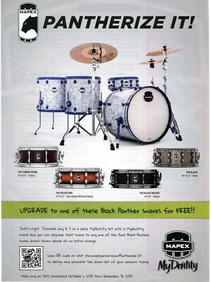2013 Print Ad of Mapex MyDentity Drum Kit Black Panther Snare Drums | eBay