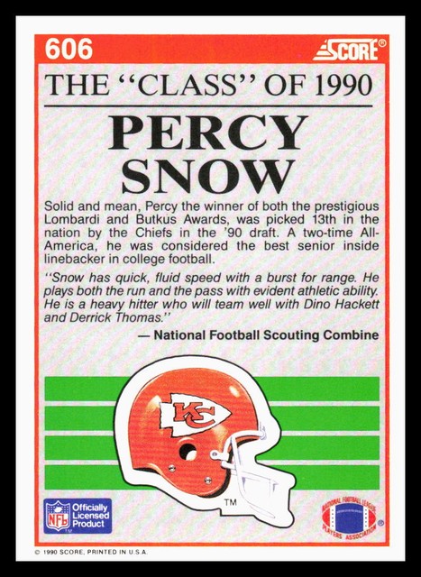 1990 Score - #606 Percy Snow (RC) for sale online | eBay