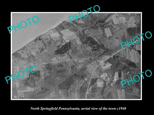 OLD POSTCARD SIZE PHOTO NORTH SPRINGFIELD PENNSYLVANIA TOWN AERIAL VIEW ...
