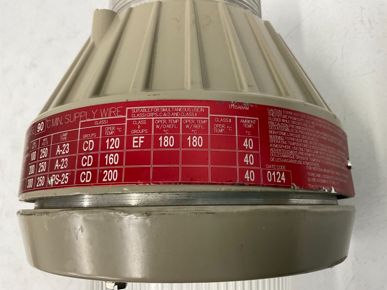 Hubbell Killark EMI20 Explosion Proof Incandescent Light Fixture for ...