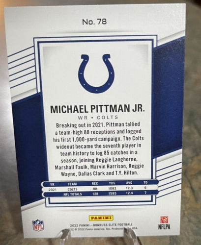 2022 PANINI DONRUSS ELITE MICHAEL PITTMAN JR INDIANAPOLIS COLTS #78 | eBay