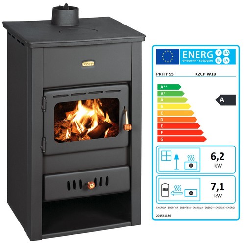 Stufa a Legna Prity K2 CP W10 6.2 + 7.1 kW con Caldaia e Piastra in Ghisa | eBay