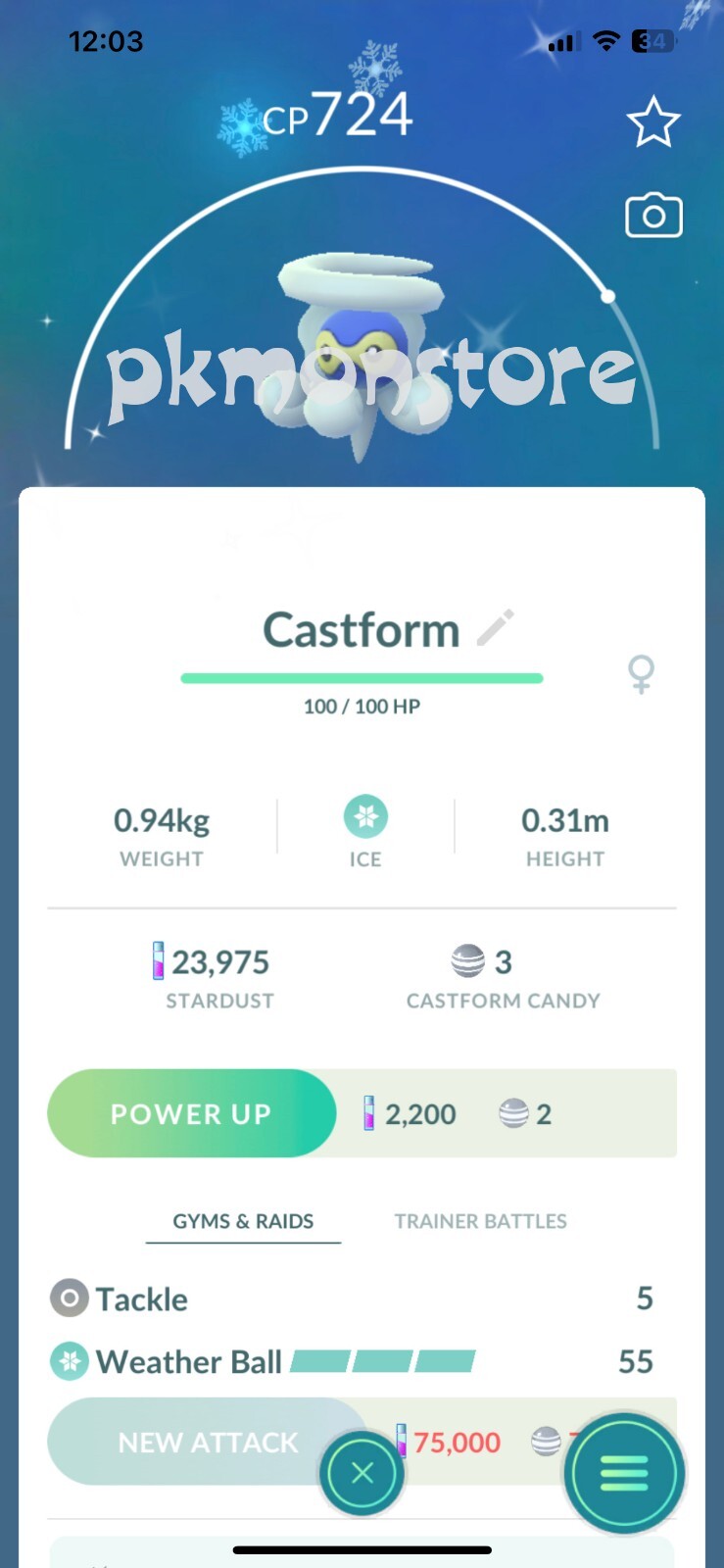 Shiny Castform Snowy - MlNl P T C - Read Description | eBay