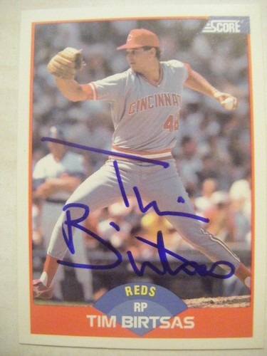 TIM BIRTSAS signed REDS 1989 Score baseball card AUTO A's MICHIGAN ...