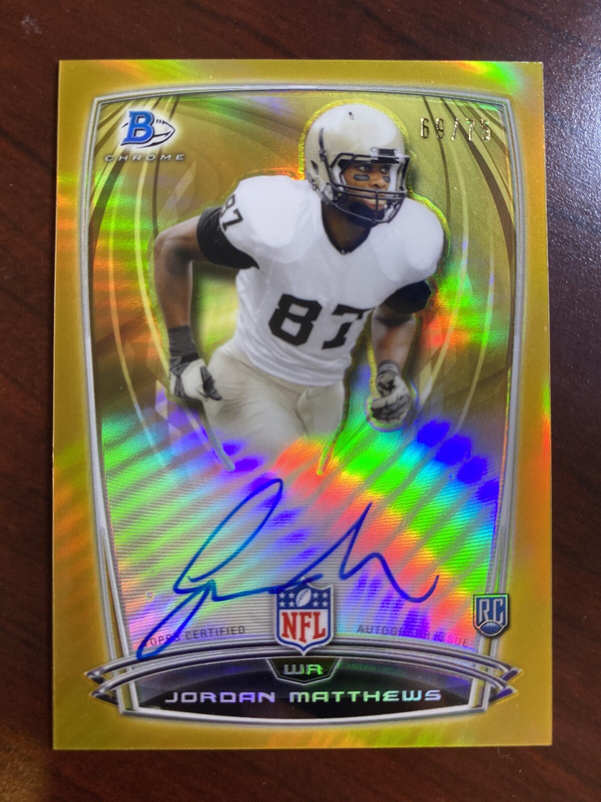 Jordan Matthews 2014 Bowman Chrome GOLD Refractor Auto #69/75 RC ...
