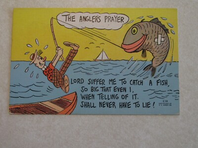 L1410 Postcard The Angler's Prayer Fishing Comic and Joke Art | eBay