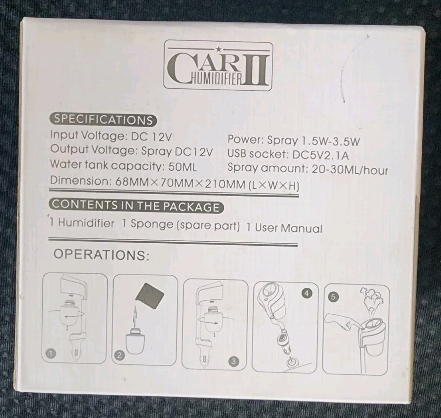 Car II (2) Humidifier/Diffuser/Scents 12V Auto/Car w/ 2 USB Ports Color ...