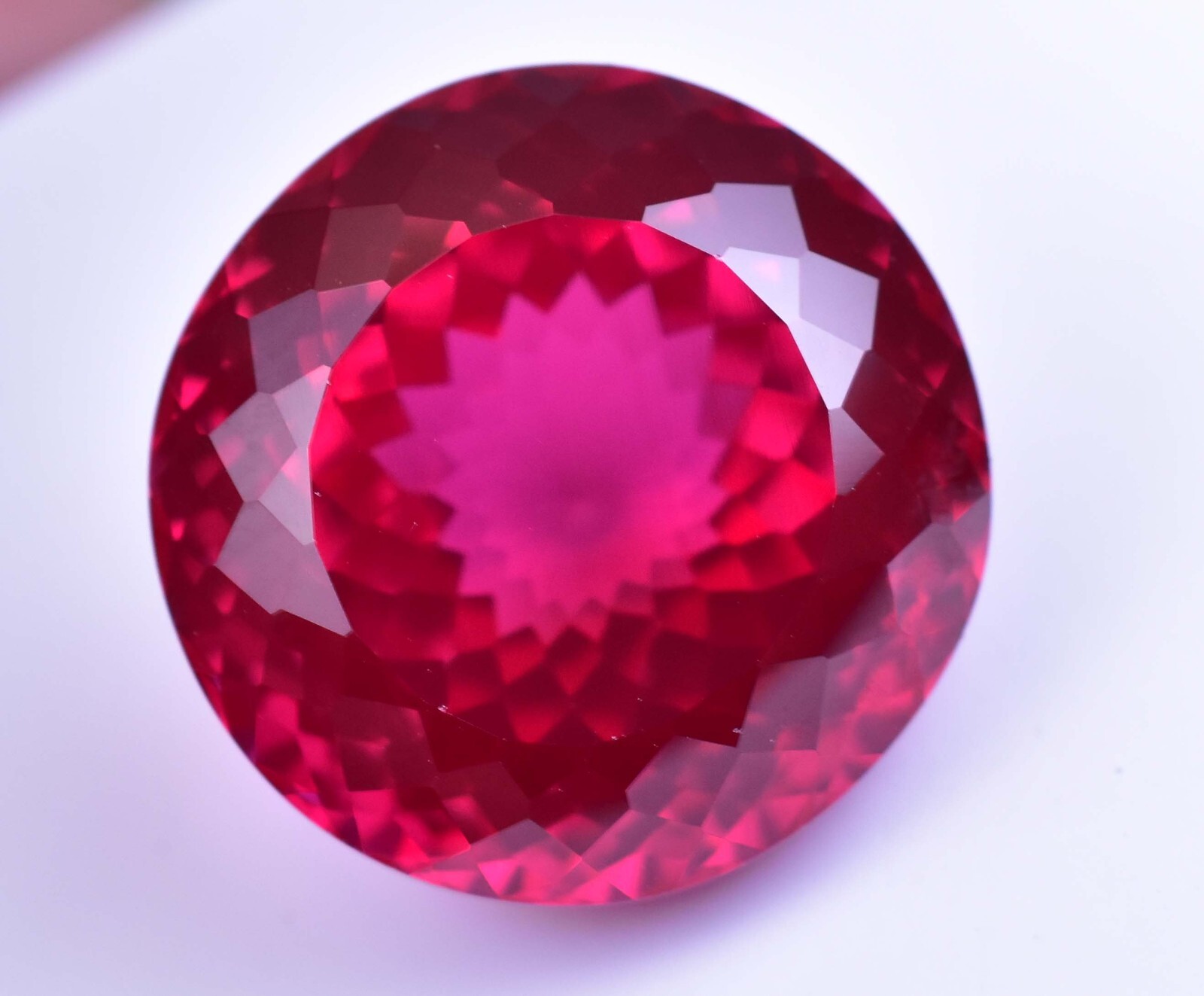 Natural Mogok Red-Pink Ruby Round Gemstone 46.25 Ct, Certified