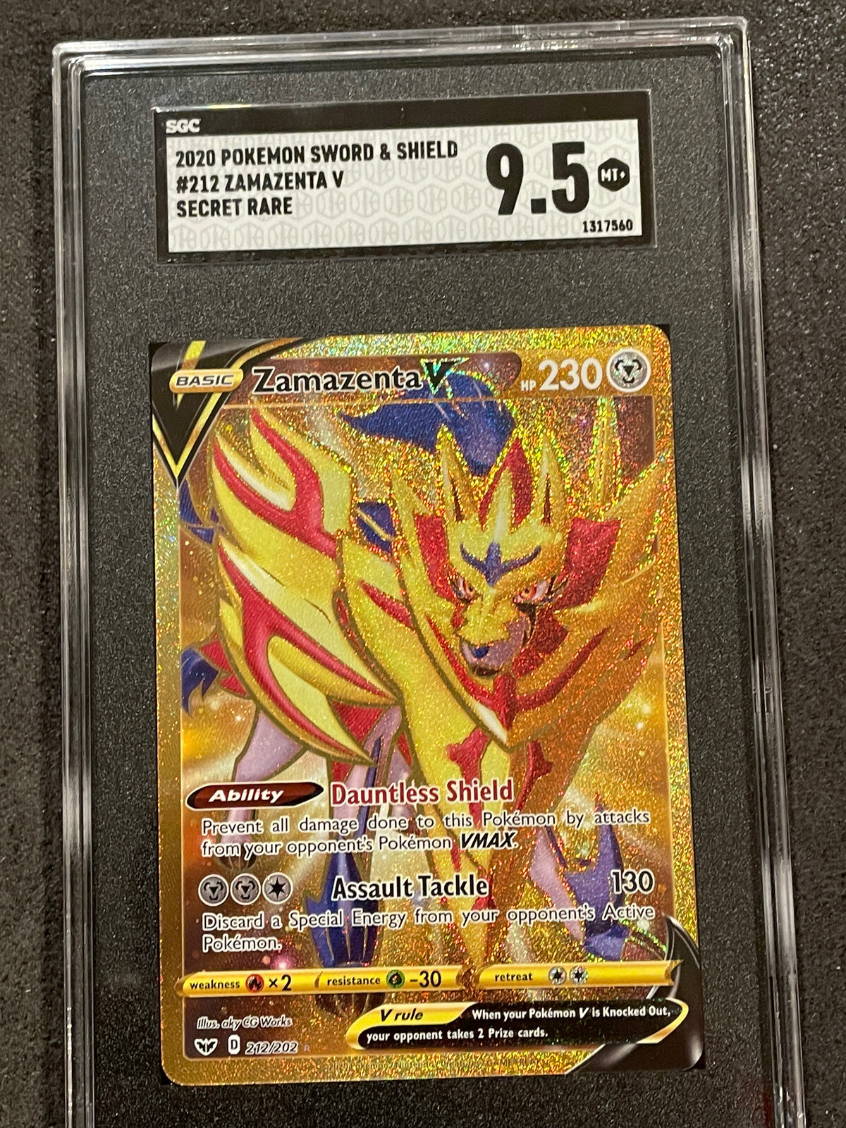 Zamazenta V GOLD SECRET RARE 212/202 Sword & Shield Full Art SGC9.5 💎 ...