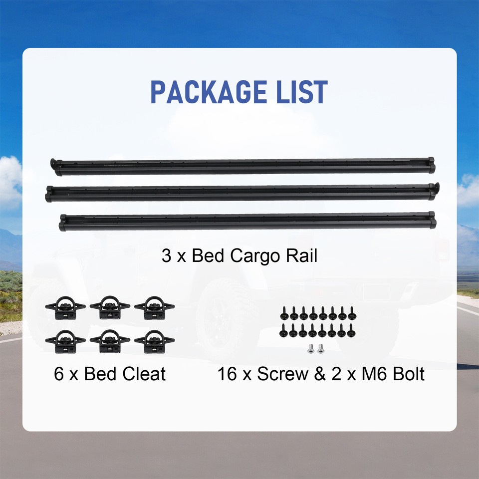 82215956 For 2020-2021 Jeep Gladiator JT Utility Rail Trail Rail Kit | eBay