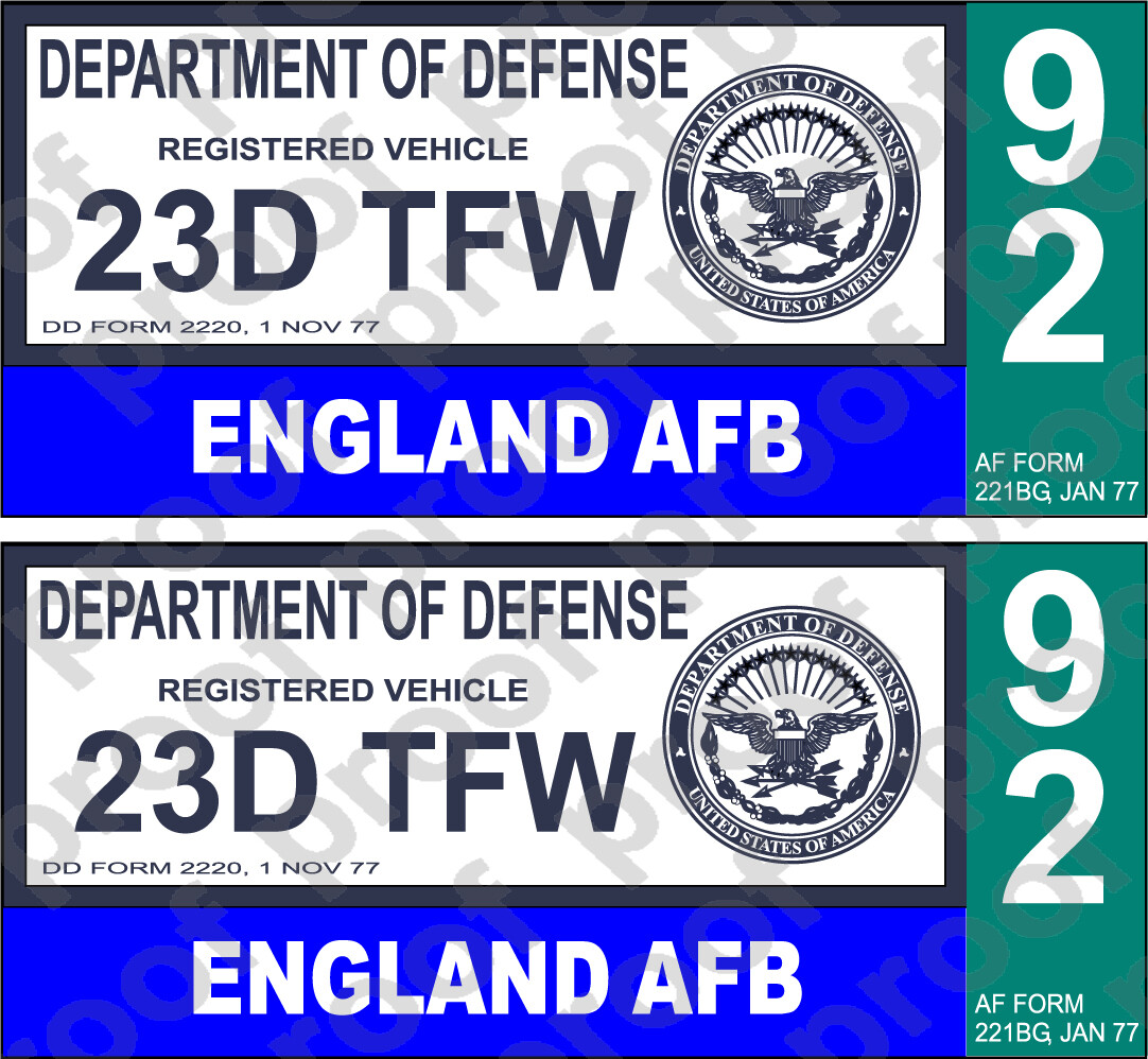 STICKER DOD ENGLAND AFB 92 CLOSED BASE BLUE 50 | eBay