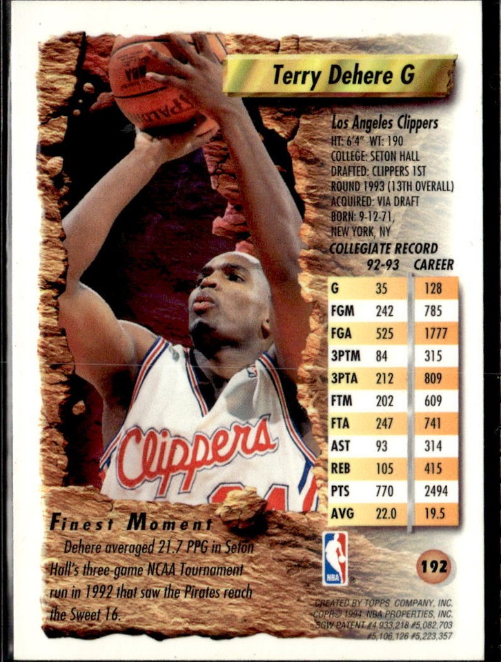 1993 Finest #192 Terry Dehere VG/G | eBay