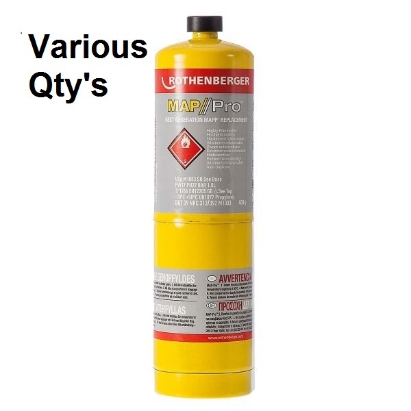 Rothenberger MAPP Plumbers Torch Gas Cylinder 400gms Bottle Cannister ...