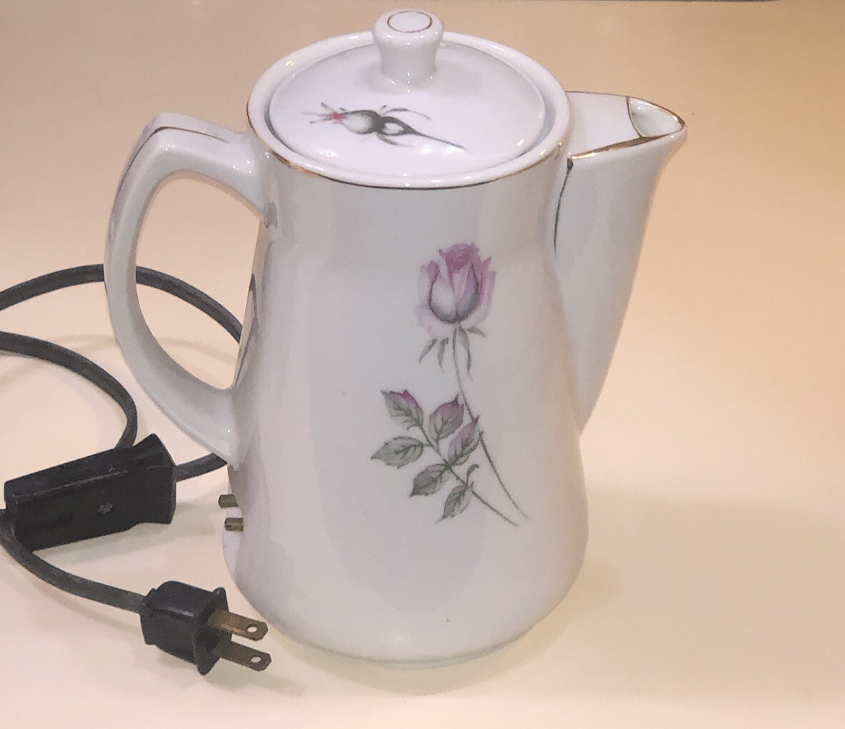 Vintage Royal Sealy, Rose Hot Water Pot & Warming Base Coffee Tea Table ...