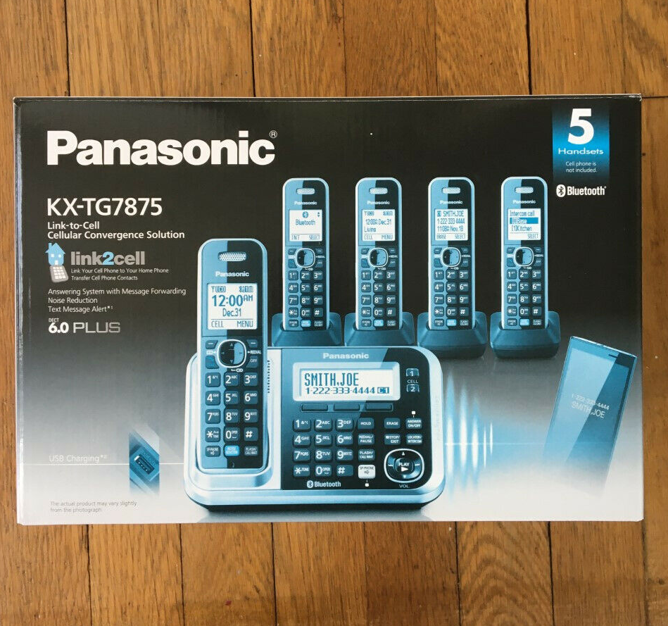 Cordless Phone System 5 Handsets Bluetooth Answer Machine USB SMS Text ...