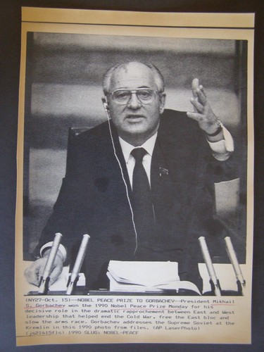 Nobel Prize Winner Press Wire Photo 1990 Cold War Prize Winner Mikhail ...