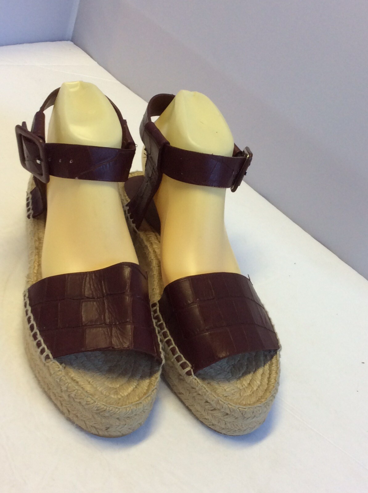 VINCE Brown Croc Design Espadrille Platform Flat Ankl… - Gem