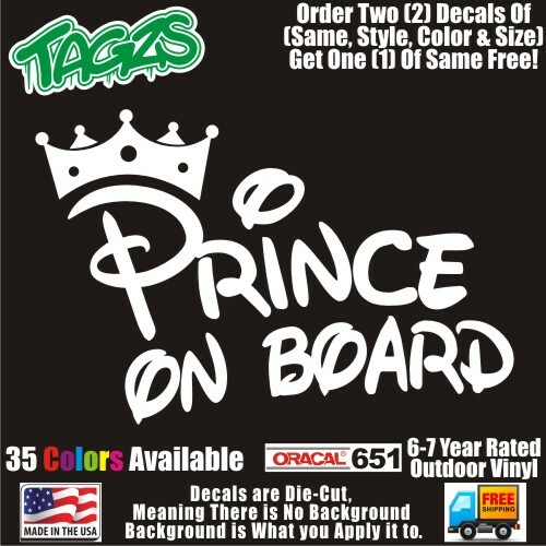Prince On Board Funny DieCut Vinyl Window Decal Sticker Car Truck SUV ...