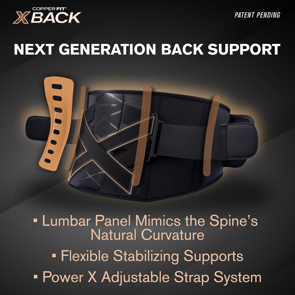 Copper Fit X-Back Brace for Lower Back Pain, Lumbar Support, Herniated ...