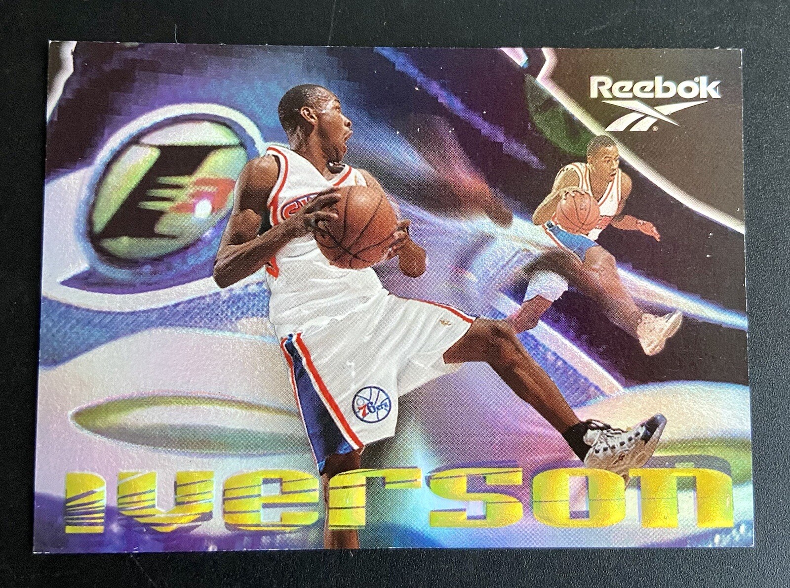 1997-98 SkyBox Allen Iverson Reebok The Answer Embossed Promo Card | eBay