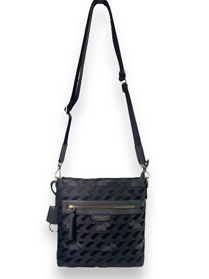 Radley London Bag Nylon Zip Top Crossbody Dog Black Purse Outside ...