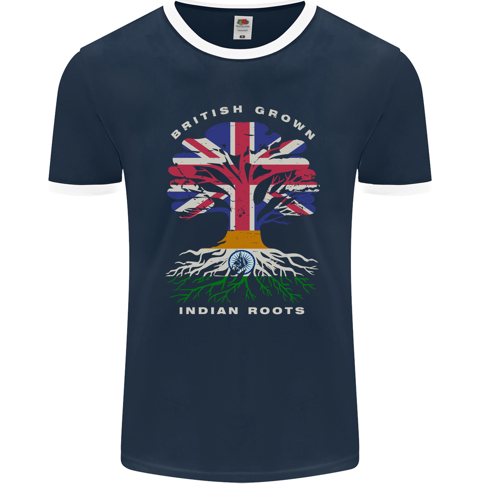 British Grown Indian Roots India Flag Mens Ringer T-Shirt FotL | eBay ...