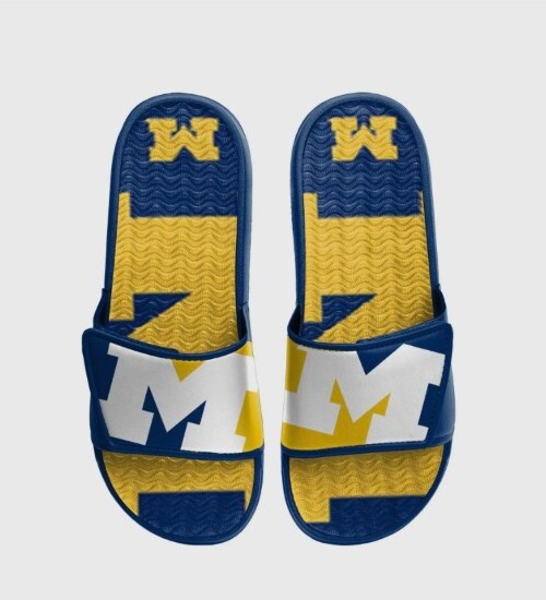 NWT Michigan Wolverines Colorblock Big Logo Gel Slides Sandals Men's ...