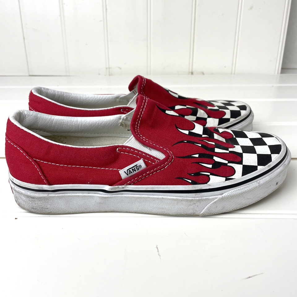 Vans Blood Drip Red Flame Checkered Skateboarding Shoes Womens 7 | eBay