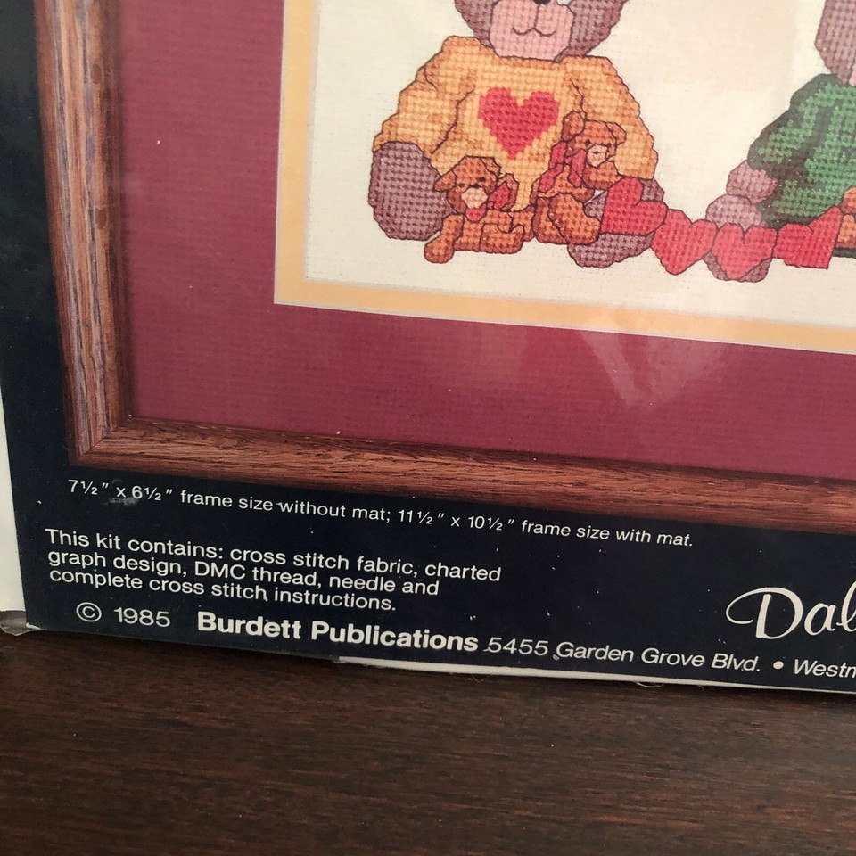 Dale Burnett New Vintage Cross Stitch Kit Bears Kind Word Valentines ...
