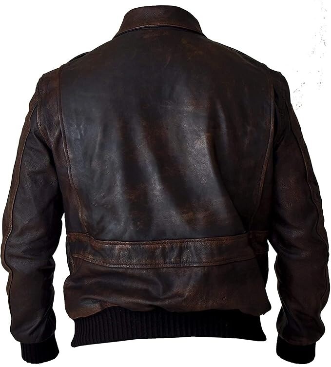 Mens Distressed WWII Cockpit Pilot RAF Military A2 Leather Bomber ...