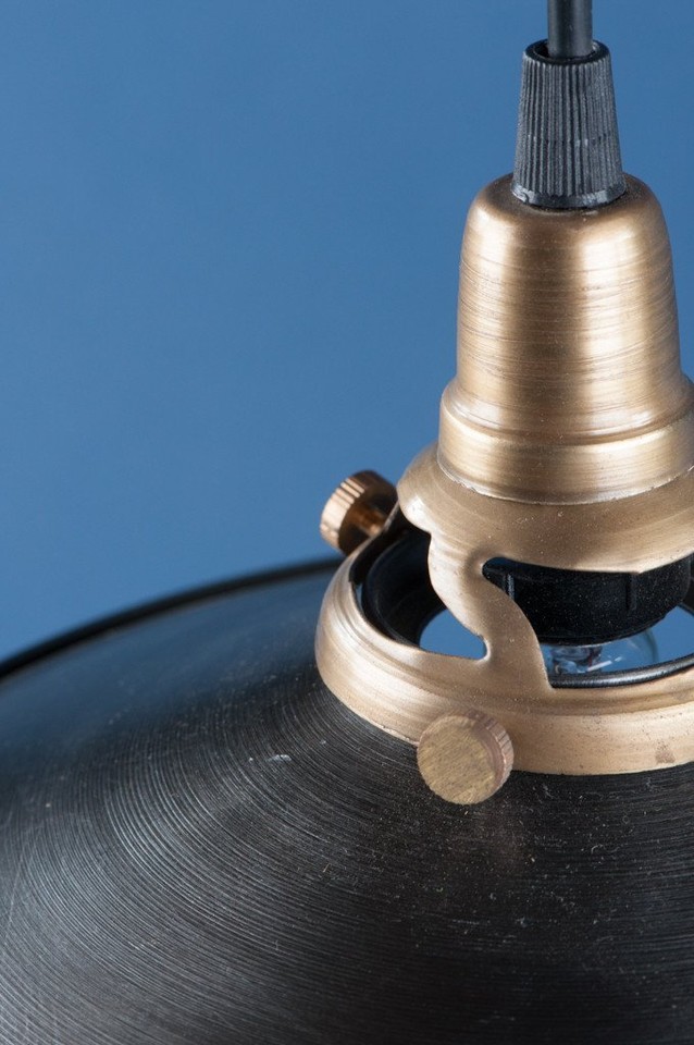 Dark Grey Metal Pendant Dish Light, Industrial Lamp Lighting Fair Trade ...