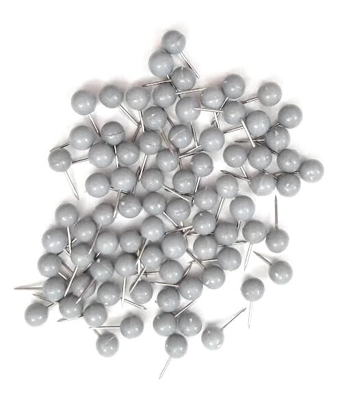 NEW PACK OF 80 ROUND PUSH PINS GRAY 3/8" DIAMETER MAP PINS | eBay