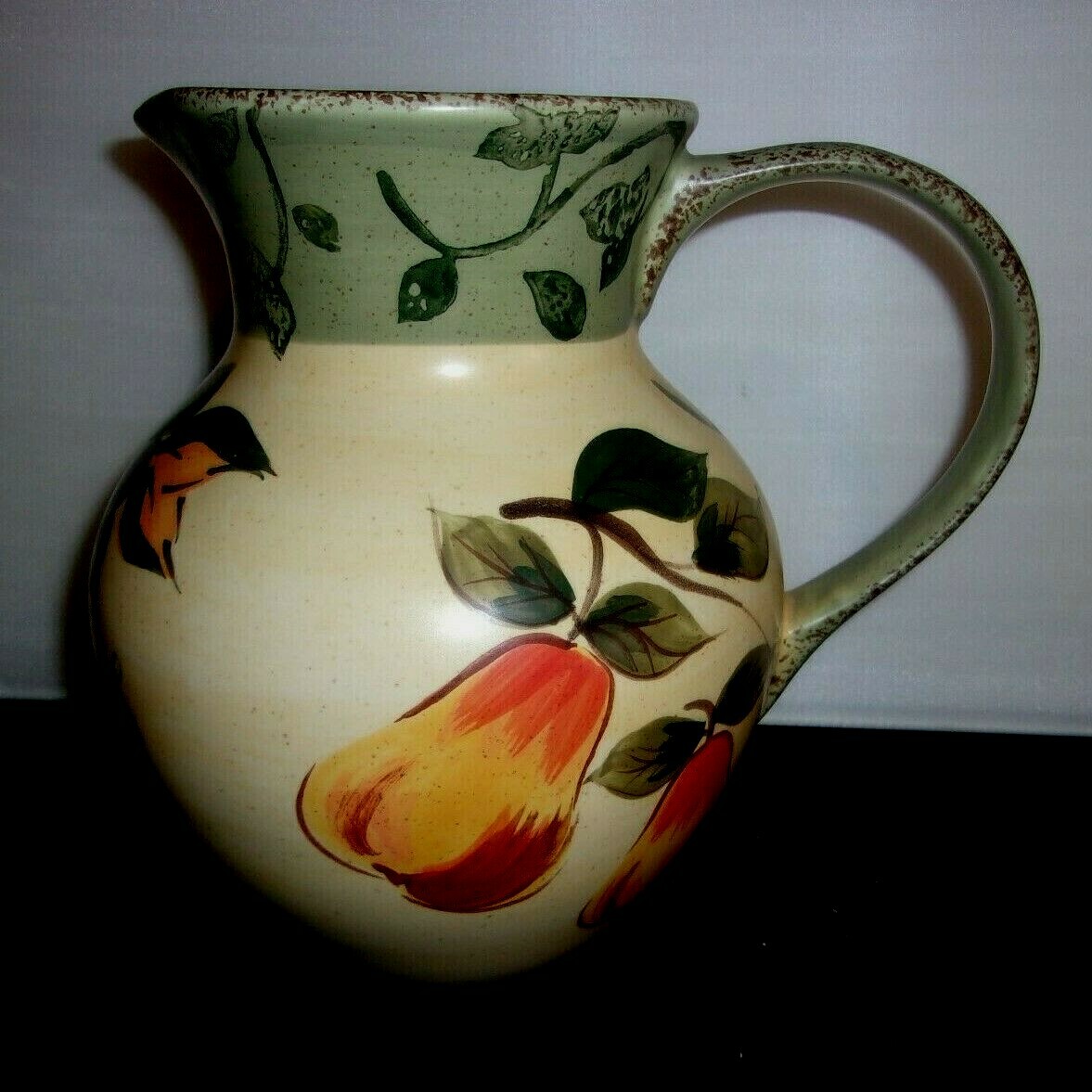 Water, Iced Tea, Juice Pitcher Painted PEARS Garden Ridge Pottery 8" T ...