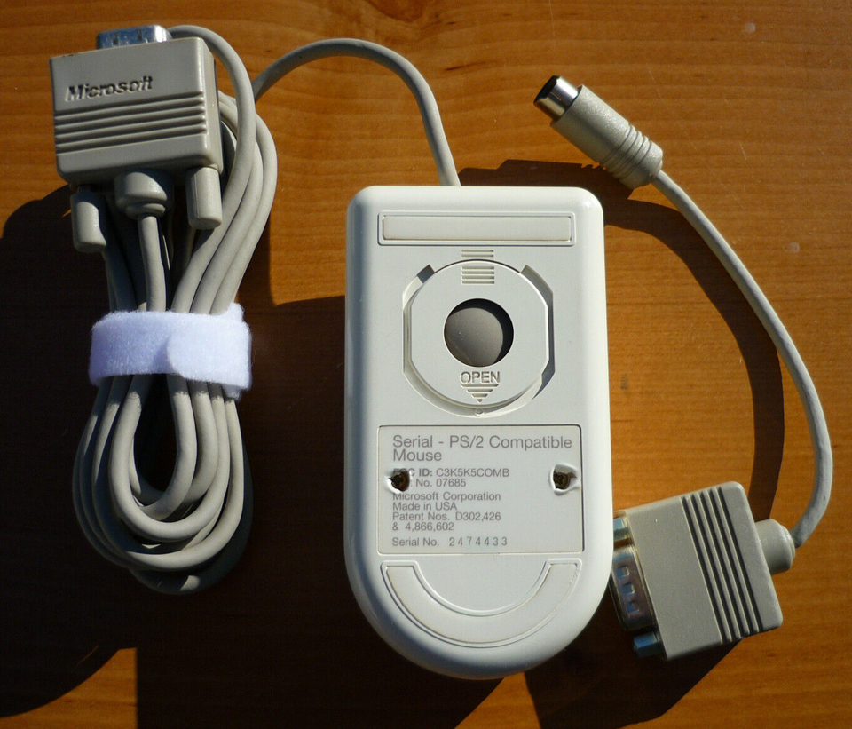 Vintage Microsoft Serial PS/2 Compatible Mouse 2-Button C3K5K5COMB ...