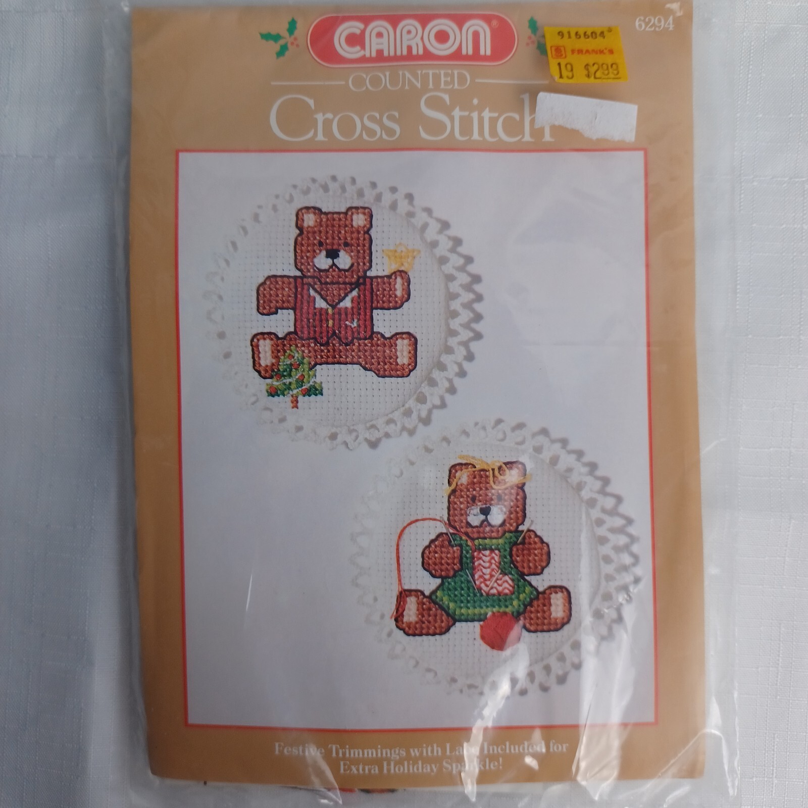Caron Mr. and Mrs. Teddy Bear Ornaments Counted Cross Stitch Kit ...