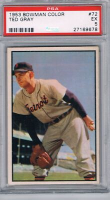 1953 Bowman Color #72 Ted Gray Detroit Tigers PSA 5 | eBay