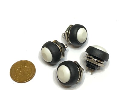 4 x White M4 12mm Waterproof Momentary ON/OFF Push Button Round SPST ...