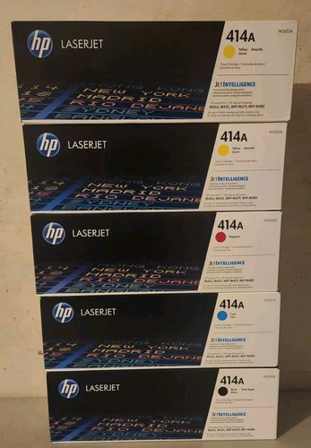 5x HP 414A BK CYAN YELLOW MAGENTA TONER SET GENUINE W2020A W2021A ...