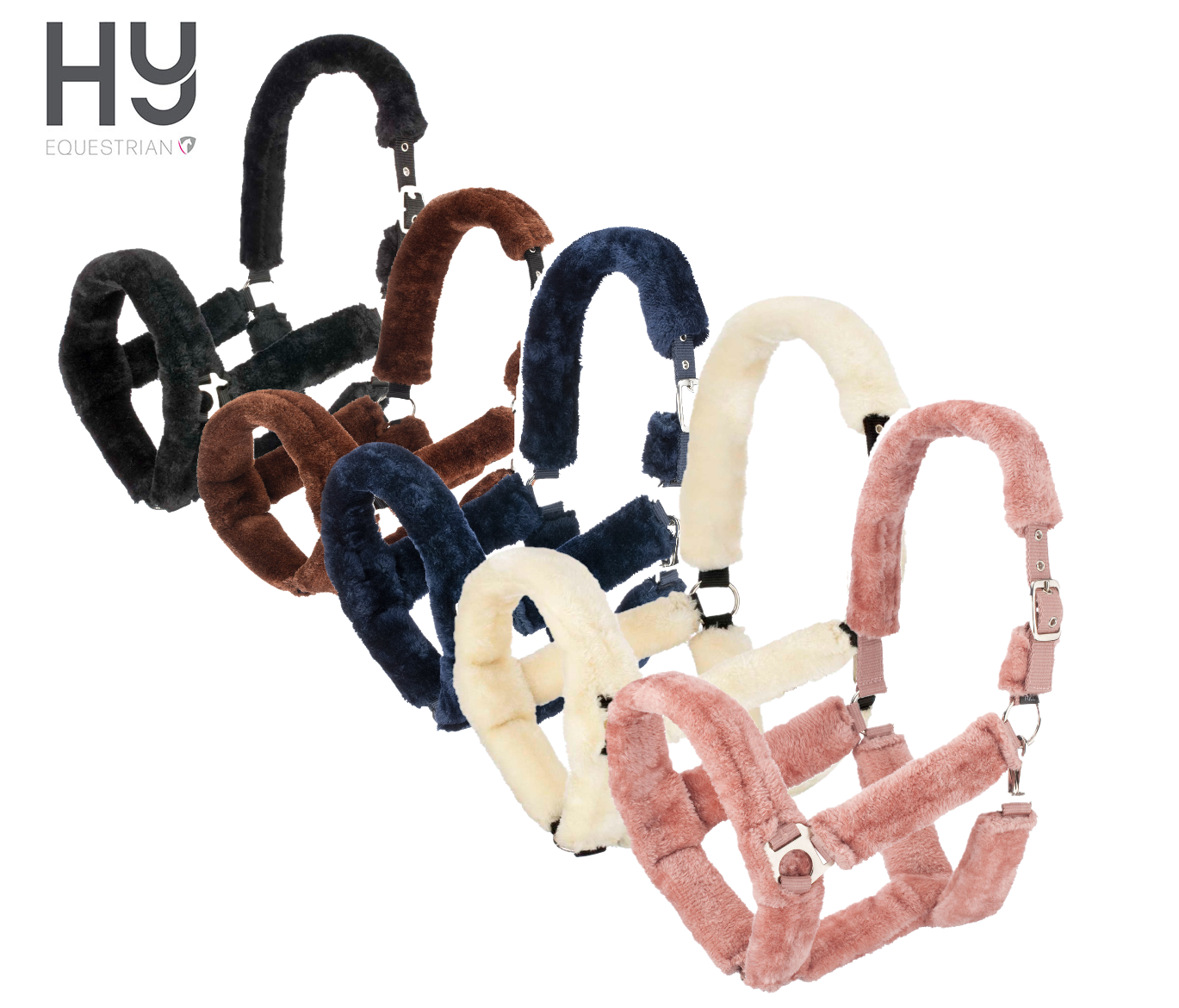 Hy Equestrian Fab Fleece Headcollar Padded Fluffy Headcollar Pony/Cob ...