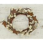 NEW!! Primitive Country Farmhouse 2" Ivory Berry and Rusty Star Candle ...