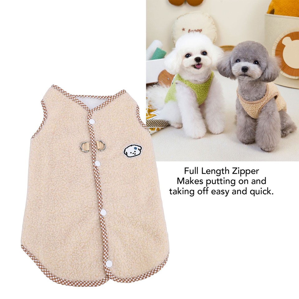 Dog Vest With Snap Buttons Plush Sherpa Lined Pet Clothing For Small ...