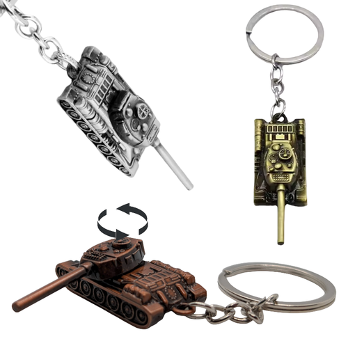 Army Tank Keyring Rotating Turret Military Keychain Armour Gaming War ...