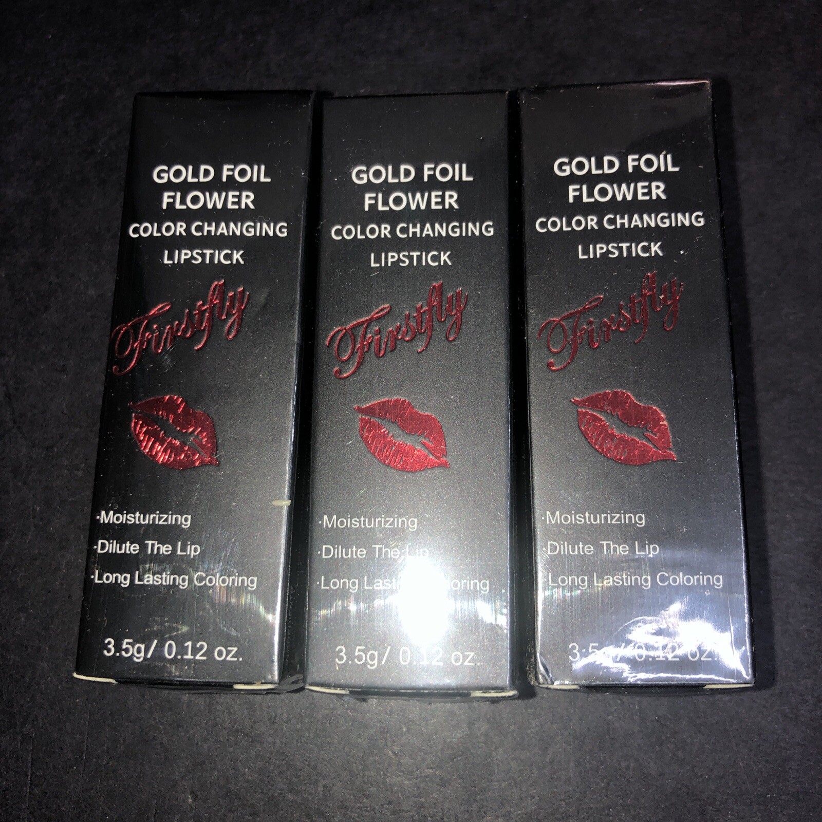 New FIRSTFLY GOLD FOIL FLOWER COLOR CHANGING LIPSTICK NEW 0.12 Oz NIB ...
