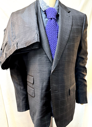 PAL ZILERI Mens WOOL Suit MADE IN ITALY 44R No Pleat Side Vents GRAY ...