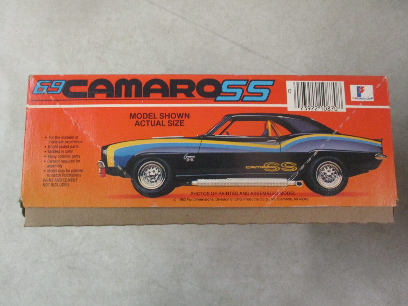 VINTAGE 1983 MPC 69 CAMARO SS 1/25 SCALE MODEL KIT 1-0870 MODEL KIT BOX ...