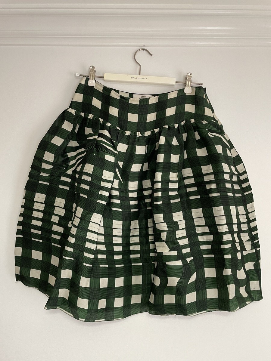 Rare Prada Fairy Spring 2008 Green Wavy Plaid Tier Full Rare Prada Fairy Spring 2008 Green Wavy Plaid Tier Full