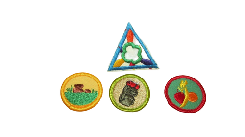 Girl scout badges patches 4 lot 1980s healthy eating backpack rainbow ...