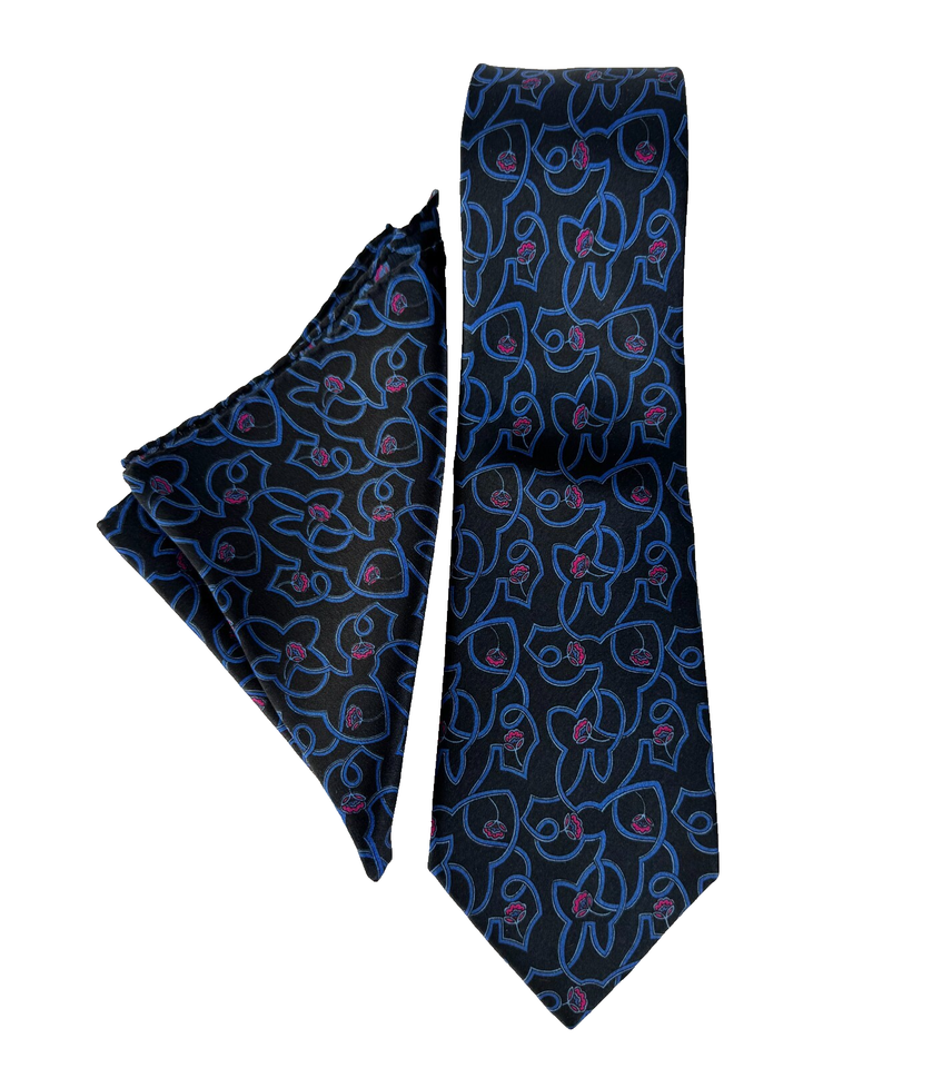 Stefano Ricci Italy Auth Men 2 Pc 100% Silk Print Tie Pocket Square 3. ...